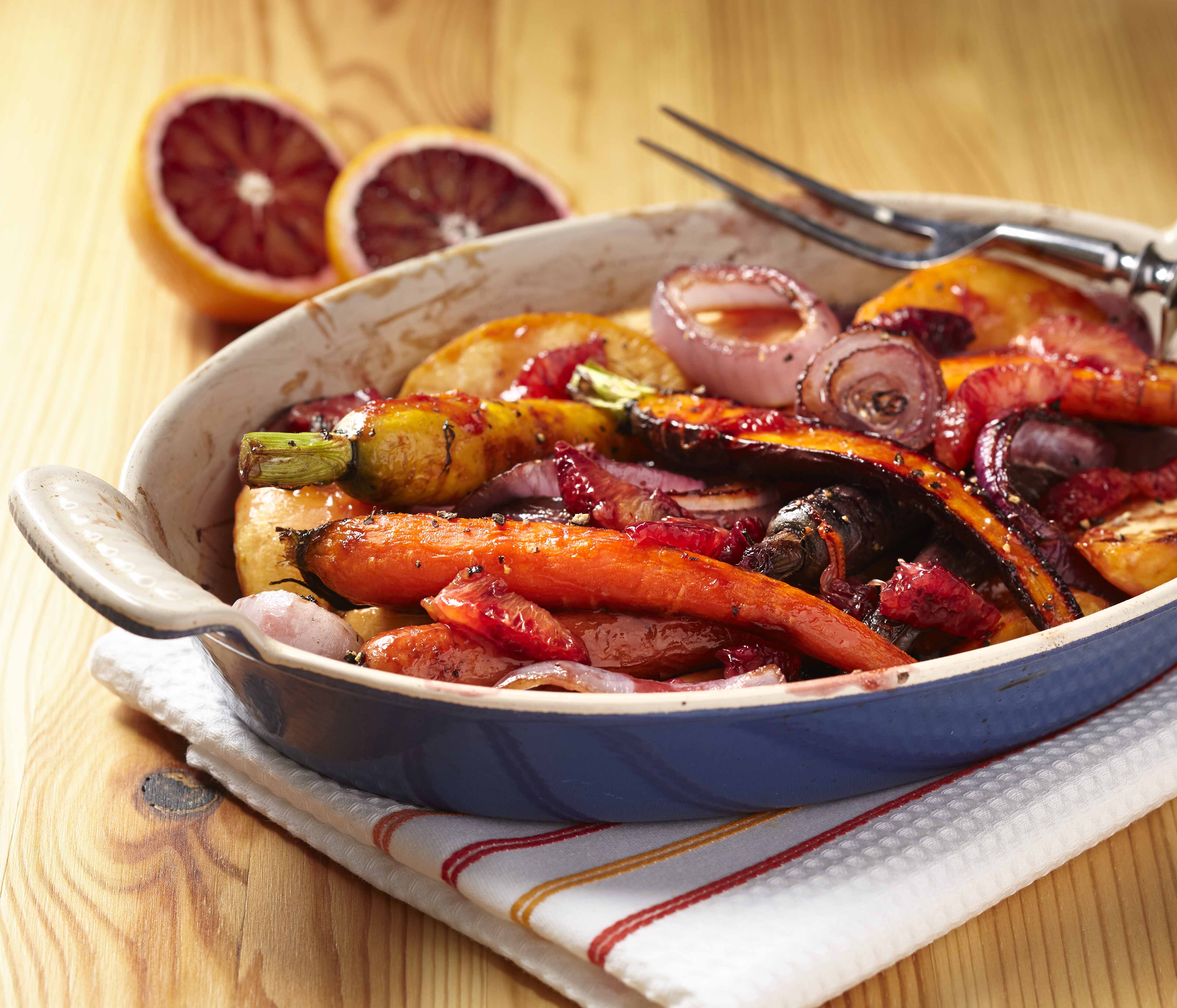 Blood Orange and Maple Roasted Winter Vegetables | Sunkist